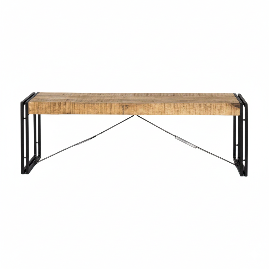 Cosmo Industrial Metal & Wood Dining Bench – Eco-Friendly Vintage Charm ...