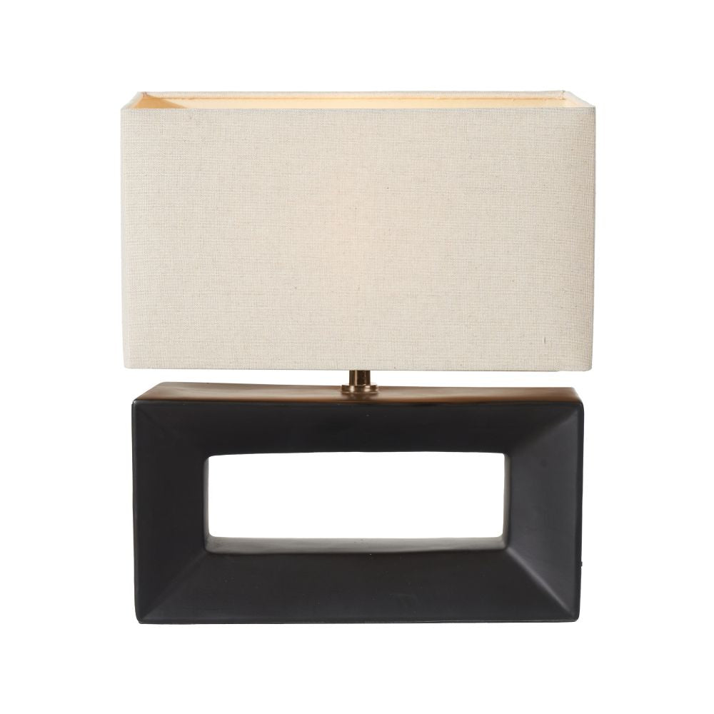 Block Black Ceramic Table Lamp | Rectangular Shape with Linen Shade ...