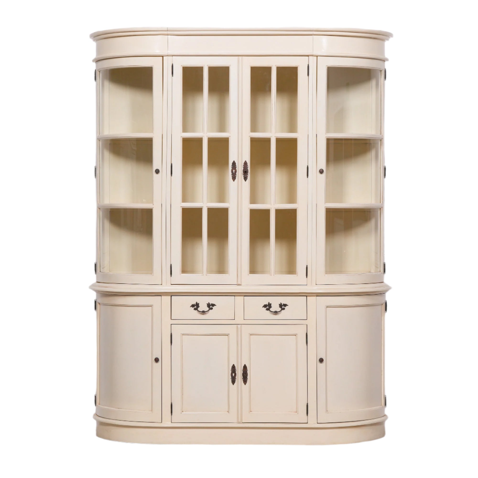 Mahogany Vintage Cream Display Cabinet | Elegant Dresser with Glass ...