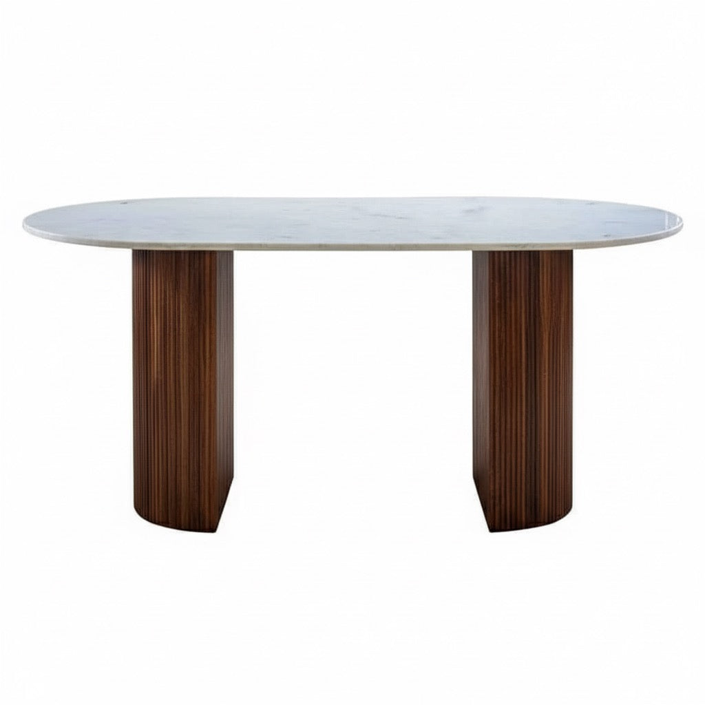 Opal Mango Wood Dining Table with Marble Top | Luxurious 6-Seater ...