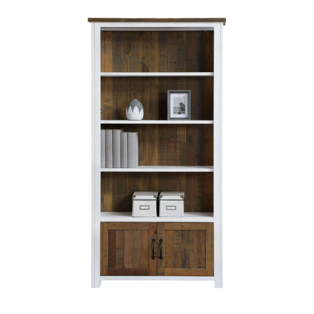 Splash of White Large Open Bookcase with Doors – Heart of Kitchens