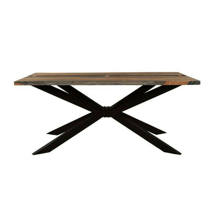 Kavi Cross Leg Dining Table | Solid Sheesham with Steel Legs in 3 Sizes ...
