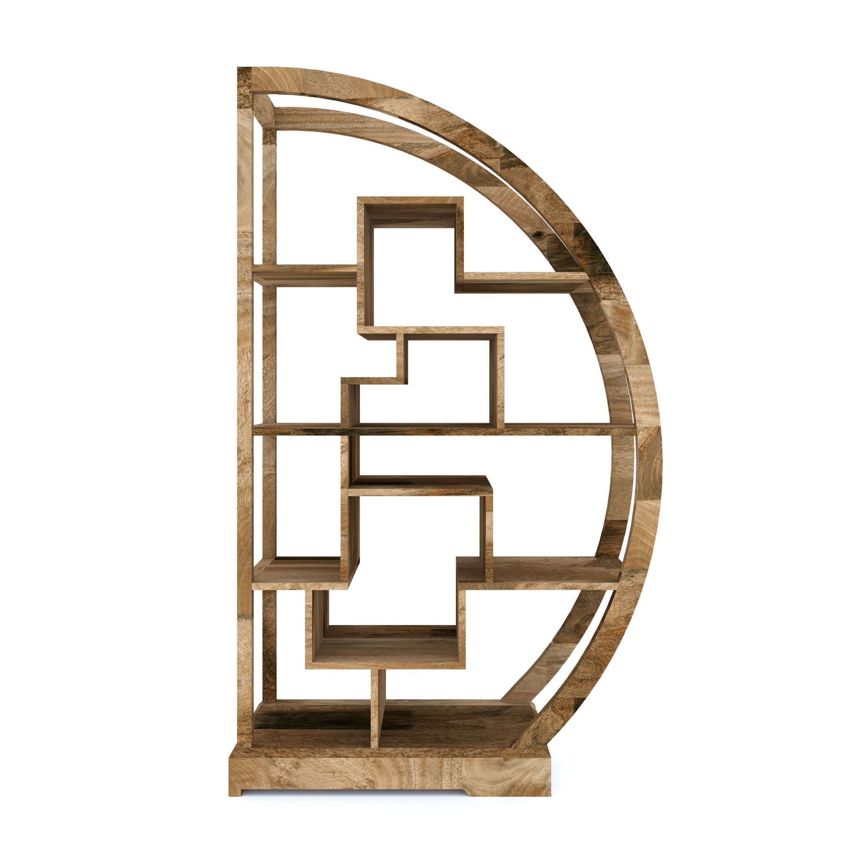 Rumi Mango Wood Arch Display Unit | Half-Round Shelving in Solid Wood ...